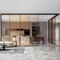 China Multi Panel Balcony Glass Door Modern Style Slide Custom Aluminum Frameless Commercial Sliding Gate for Bedroom Kitchen for sale