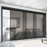 China Multi Panel Aluminum Frame Modern Sliding Door for Bedroom Kitchen Dining Room Bathroom Villa Apartment Hotel-Custom Glass for sale