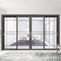 China Multi Panel Aluminum Frame Modern Sliding Door for Bedroom Kitchen Dining Room Bathroom Villa Apartment Hotel-Custom Glass for sale