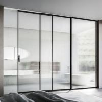 China Multi Panel Aluminum Frame Modern Sliding Door for Bedroom Kitchen Dining Room Bathroom Villa Apartment Hotel-Custom Glass for sale