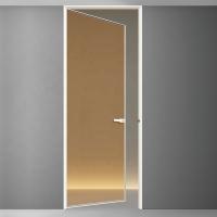 China Narrow Frame Aluminum Alloy Glass Waterproof Soundproof Minimalist Interior Bathroom Kitchen Bedroom Door Swing Customized Color for sale