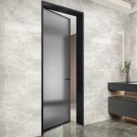 China Narrow Frame Aluminum Alloy Glass Waterproof Soundproof Minimalist Interior Bathroom Kitchen Bedroom Door Swing Customized Color for sale