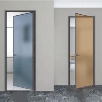 China Narrow Frame Aluminum Alloy Glass Waterproof Soundproof Minimalist Interior Bathroom Kitchen Bedroom Door Swing Customized Color for sale