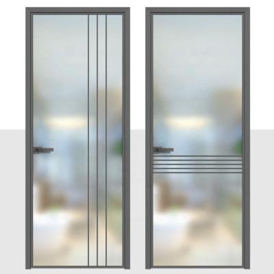 China Ultra-narrow Frame Aluminum Alloy Waterproof Kitchen Bathroom Door Glass Panel Single Swing Door Modern Minimalist Hotel Bedroom for sale