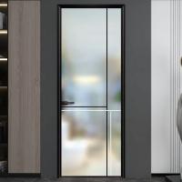China Ultra-narrow Frame Aluminum Alloy Waterproof Kitchen Bathroom Door Glass Panel Single Swing Door Modern Minimalist Hotel Bedroom for sale