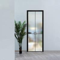 China Ultra-narrow Frame Aluminum Alloy Waterproof Kitchen Bathroom Door Glass Panel Single Swing Door Modern Minimalist Hotel Bedroom for sale