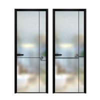 China Ultra-narrow Frame Aluminum Alloy Waterproof Kitchen Bathroom Door Glass Panel Single Swing Door Modern Minimalist Hotel Bedroom for sale