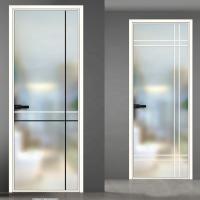 China Ultra-narrow Frame Aluminum Alloy Waterproof Kitchen Bathroom Door Glass Panel Single Swing Door Modern Minimalist Hotel Bedroom for sale