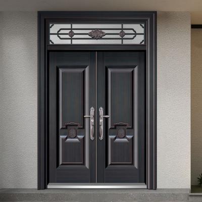 China Modern Double Swing Exterior Apartment Entry Door Anti-Theft Security Fire Rated Waterproof Powder Coated Custom House Villa for sale