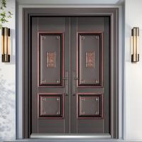 China Luxury Zinc Alloy Steel Front Entry Doors Modern Design Sound Insulation Fireproof Exterior Outdoor Main Entrance Door for Villa for sale