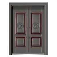 China Luxury Zinc Alloy Steel Front Entry Doors Modern Design Sound Insulation Fireproof Exterior Outdoor Main Entrance Door for Villa for sale