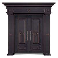 China Luxury Zinc Alloy Steel Front Entry Doors Modern Design Sound Insulation Fireproof Exterior Outdoor Main Entrance Door for Villa for sale