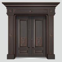 China Luxury Zinc Alloy Steel Front Entry Doors Modern Design Sound Insulation Fireproof Exterior Outdoor Main Entrance Door for Villa for sale