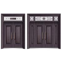 China Luxury Zinc Alloy Steel Front Entry Doors Modern Design Sound Insulation Fireproof Exterior Outdoor Main Entrance Door for Villa for sale