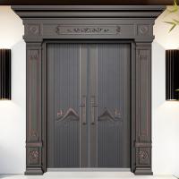 China Modern Minimalist Aluminum Alloy Security Exterior Swing Entry Door Burglarproof Villa Apartment Smart Water Resistant Outdoor for sale