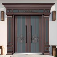 China Modern Minimalist Aluminum Alloy Security Exterior Swing Entry Door Burglarproof Villa Apartment Smart Water Resistant Outdoor for sale