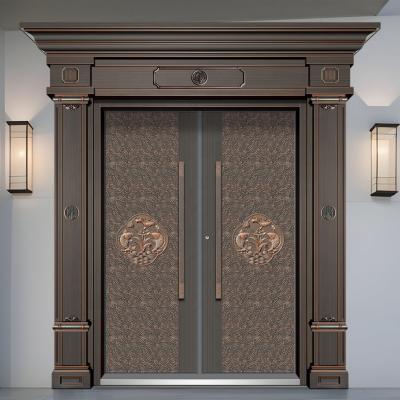 China Modern Design Custom Aluminum Security Entry Doors High-End Decorative Front Entrance Fire Rated Water Apartment Outdoor for sale