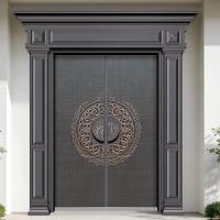 China Modern Design Custom Aluminum Security Entry Doors High-End Decorative Front Entrance Fire Rated Water Apartment Outdoor for sale