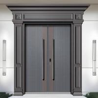 China Modern Design Custom Aluminum Security Entry Doors High-End Decorative Front Entrance Fire Rated Water Apartment Outdoor for sale