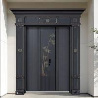China Modern Design Custom Aluminum Security Entry Doors High-End Decorative Front Entrance Fire Rated Water Apartment Outdoor for sale