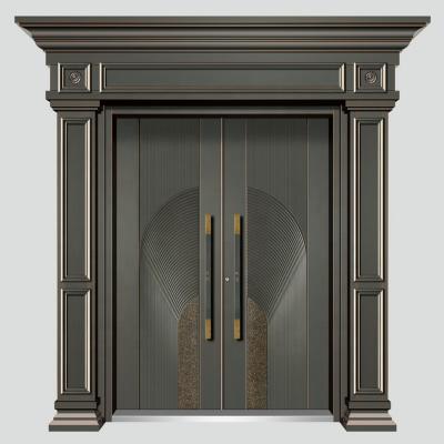 China Heavy Duty Exterior Entry Doors Custom Luxury Modern Double Swing Main Door Stainless Steel Security Apartment Entrance Door for sale