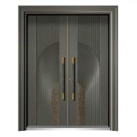 China Heavy Duty Exterior Entry Doors Custom Luxury Modern Double Swing Main Door Stainless Steel Security Apartment Entrance Door for sale