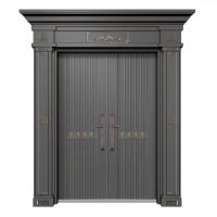 China Heavy Duty Exterior Entry Doors Custom Luxury Modern Double Swing Main Door Stainless Steel Security Apartment Entrance Door for sale
