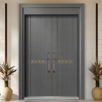 China Heavy Duty Exterior Entry Doors Custom Luxury Modern Double Swing Main Door Stainless Steel Security Apartment Entrance Door for sale