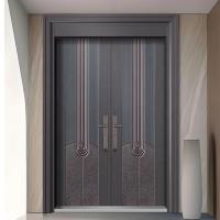 China Stainless Steel Exterior Entry Door Modern Durable Apartment Villa Reinforced Frames Double Swing Doors Waterproof Security for sale
