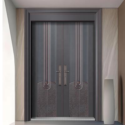 China Stainless Steel Exterior Entry Door Modern Durable Apartment Villa Reinforced Frames Double Swing Doors Waterproof Security for sale