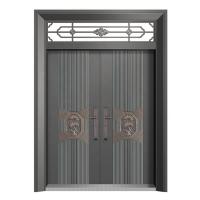 China Stainless Steel Exterior Entry Door Modern Durable Apartment Villa Reinforced Frames Double Swing Doors Waterproof Security for sale