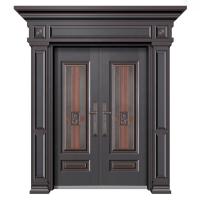 China Modern Steel Customizable Waterproof Armored Exterior Security Anti-Theft Swing Front Entry Door Outdoor Residential Villa for sale