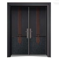China Luxury Modern Stainless Steel Security Anti-theft Double Entrance Exterior Villa Front Main Entry Door Waterproof for sale