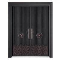China Modern Stainless Steel Double Entry Door Anti-theft Exterior Waterproof Apartment Courtyard Villa Front Door Custom Luxurious for sale