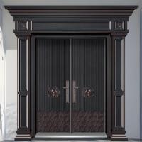 China Modern Stainless Steel Double Entry Door Anti-theft Exterior Waterproof Apartment Courtyard Villa Front Door Custom Luxurious for sale