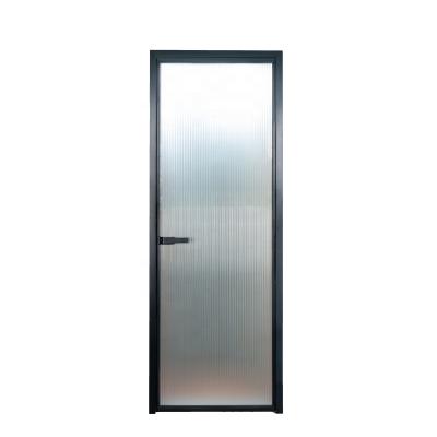 China Interior Single Bathroom Door Aluminum Frosted Glass Toilet Door Waterproof Swing Kitchen Door Modern Glass Panel Bedroom Door for sale