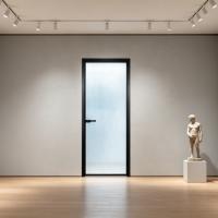 China Interior Single Bathroom Door Aluminum Frosted Glass Toilet Door Waterproof Swing Kitchen Door Modern Glass Panel Bedroom Door for sale