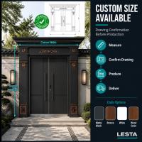 China Factory Outlet Aluminum Entrance Security Door Main Swing Double Entry Door Modern Aluminum Exterior Front Door with Glass Panel for sale