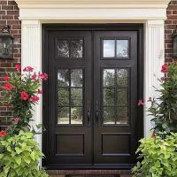 China Factory Outlet Aluminum Entrance Security Door Main Swing Double Entry Door Modern Aluminum Exterior Front Door with Glass Panel for sale