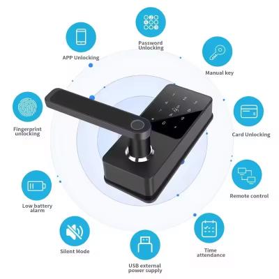 China Tuya Intelligent Fingerprint Door Lock Aluminum Alloy Wifi Entry Door Lock 35mm - 60mm for sale