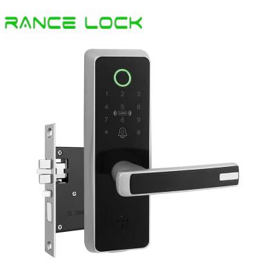 China Zinc Alloy Digital Fingerprint Door Lock 35mm - 60mm Access Control Door Lock Black for sale