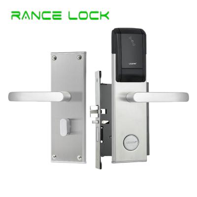 China ANSI Mortise Hotel Door Lock Silver Smart Lock With Handle for sale