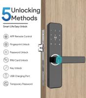 China Digital Fingerprint Door Lock Waterproof Tuya Smart Fingerprint Lock Black for sale