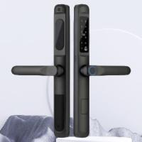 China Waterproof Keyless Entry Aluminum Door Lock with Tuya APP Fingerprint Key Aluminum Thermal Break for sale