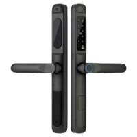 China Waterproof Keyless Entry Aluminum Door Lock with Tuya APP Fingerprint Key Aluminum Thermal Break for sale