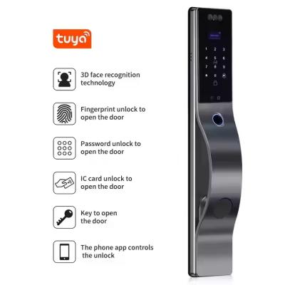 China Tuya Wifi Digital Door Lock With Camara Card 3D Face Recognition Smart Door Lock for sale