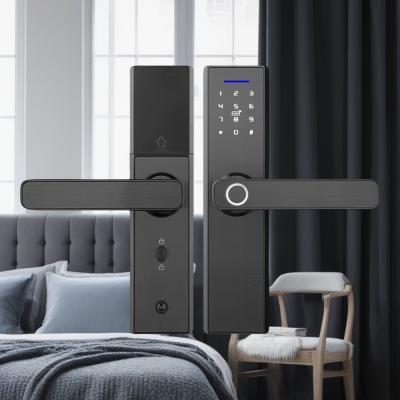 China Electric Digital Door Lock Eu Standard Fingerprint Handle Door Lock Waterproof for sale