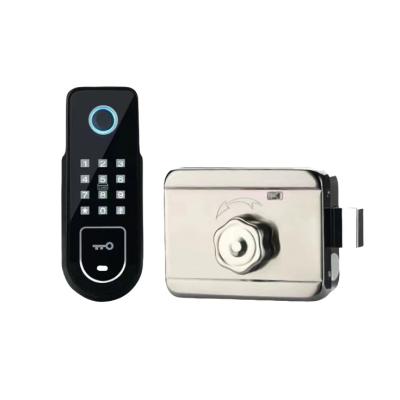 China Smart Glass Door Lock Black Fingerprint Keypad Door Lock Security for sale