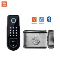 China Smart Glass Door Lock Black Fingerprint Keypad Door Lock Security for sale