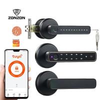 China Apartment Fingerprint Digital Lock Silver Black Keyless Security Handle Lock for sale